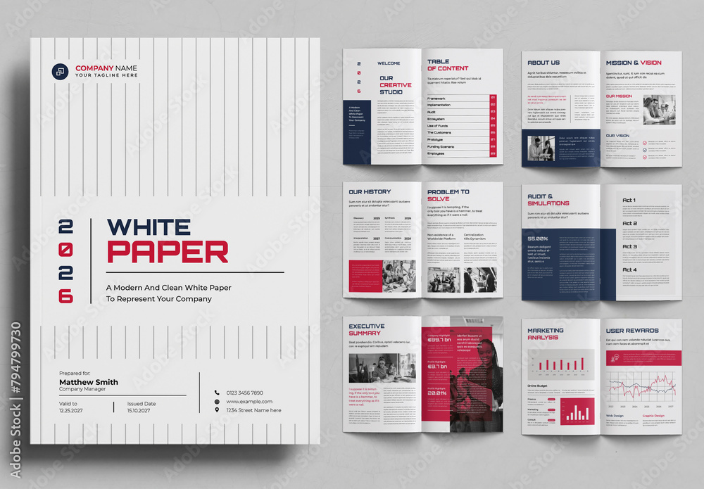 White Paper Layout Stock Template | Adobe Stock