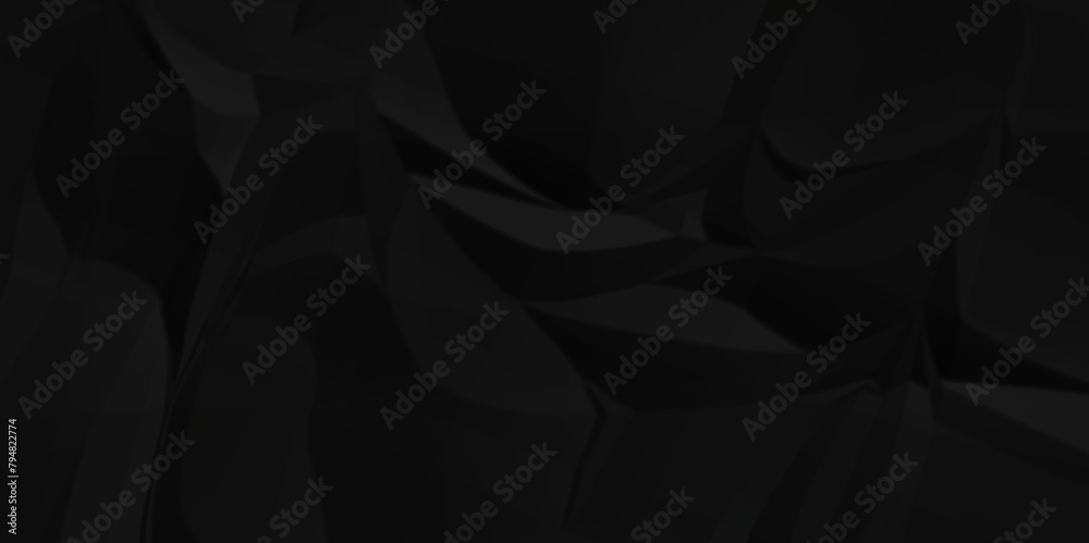 Dark black crumple paper wrinkled poster template ,blank glued creased ...