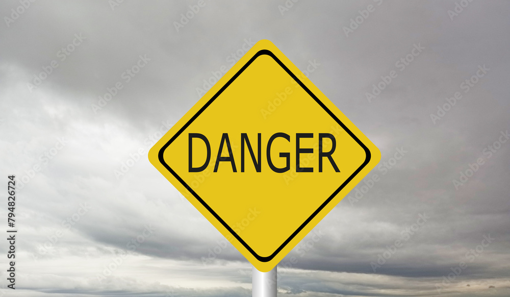 Hurricane Idalia warning sign against a powerful stormy background with ...