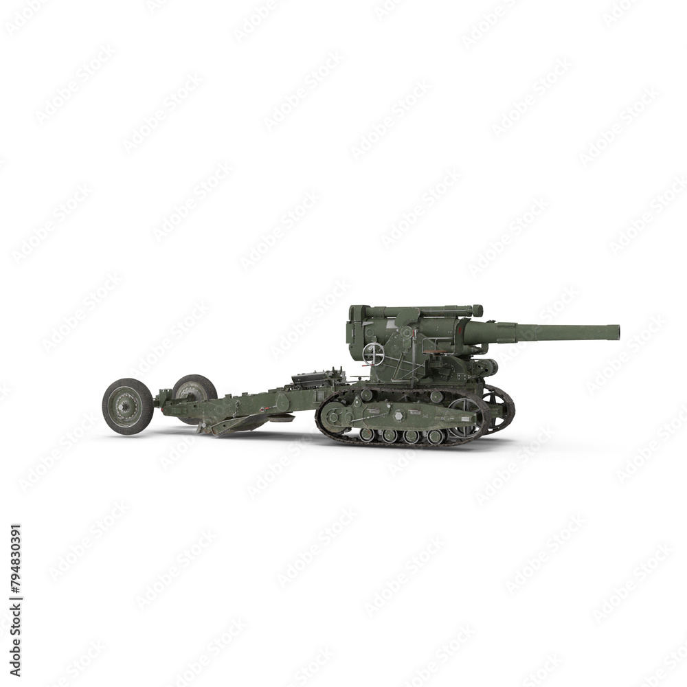 3D PNG realistic of the world war two soviet 203-mm B-4 howitzer ...