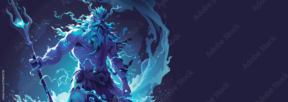 Poseidon banner with Copy space. The Twelve Olympians in ancient Greek ...