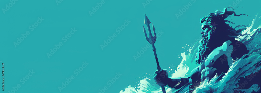 Poseidon banner with Copy space. The Twelve Olympians in ancient Greek ...