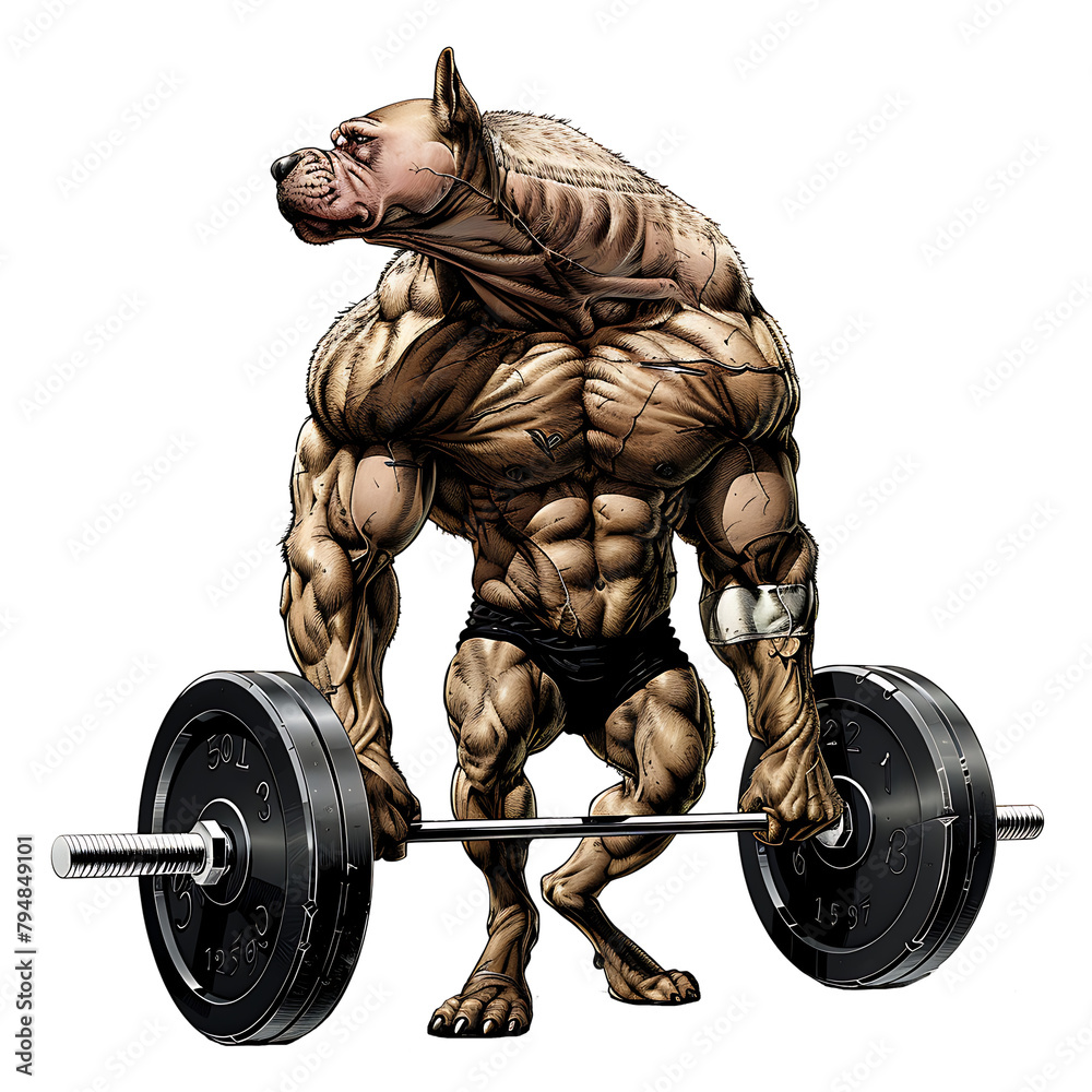 Muscle Power: Strong dog Lifting Weights in Gym, aggressive looking ...