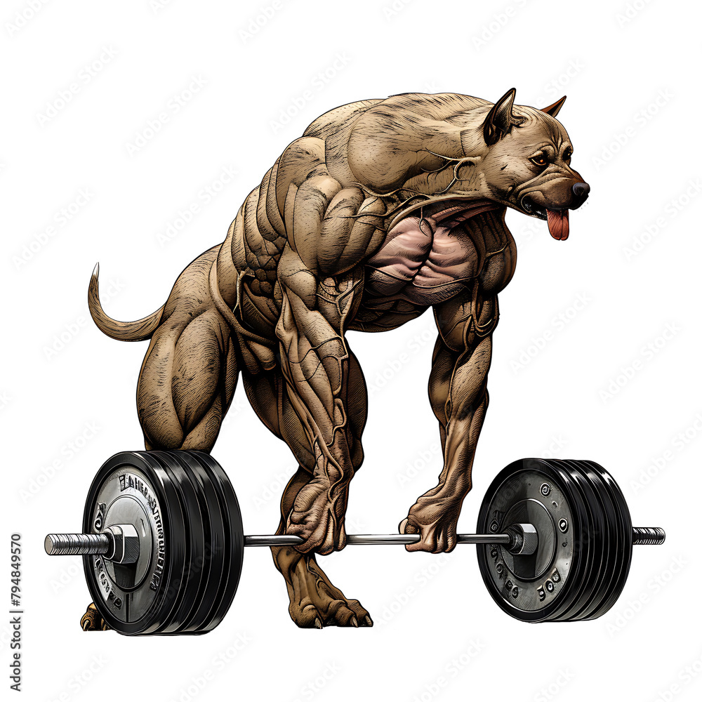 Muscle Power: Strong dog Lifting Weights in Gym, aggressive looking ...