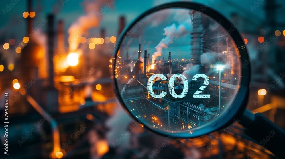 An image depicting the concept of CO2 emissions and carbon footprint ...