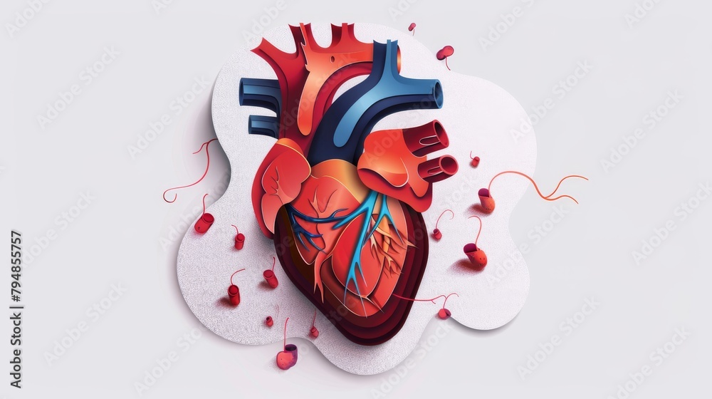 Heart attack paper cut vector. Cardiology disease medical poster ...