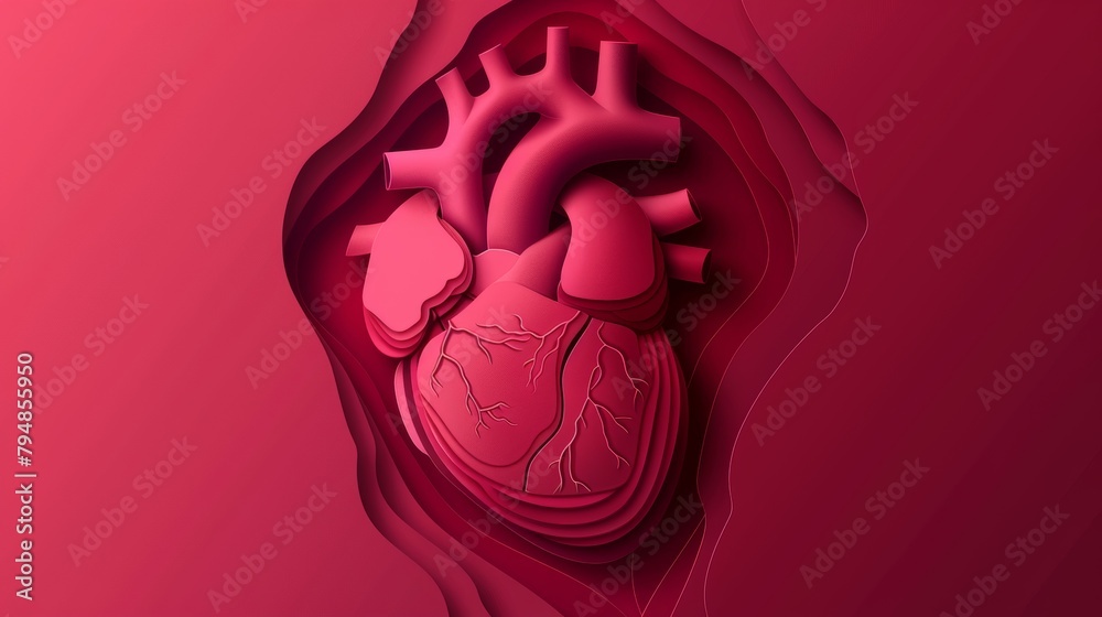 Heart attack paper cut vector. Cardiology disease medical poster ...