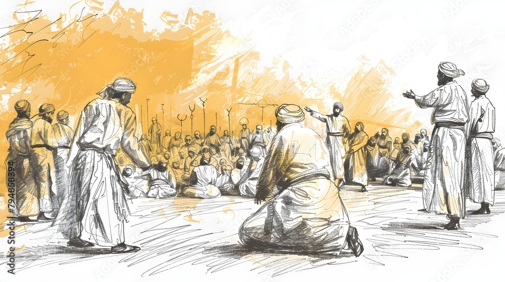 Photo & Art Print Emotive Hand Drawn Sketch of Taziyah Ritual ...