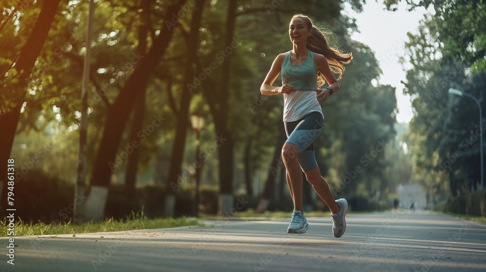 Sunny Stride: Delighted Athlete Embraces City Park's Natural Beauty ...