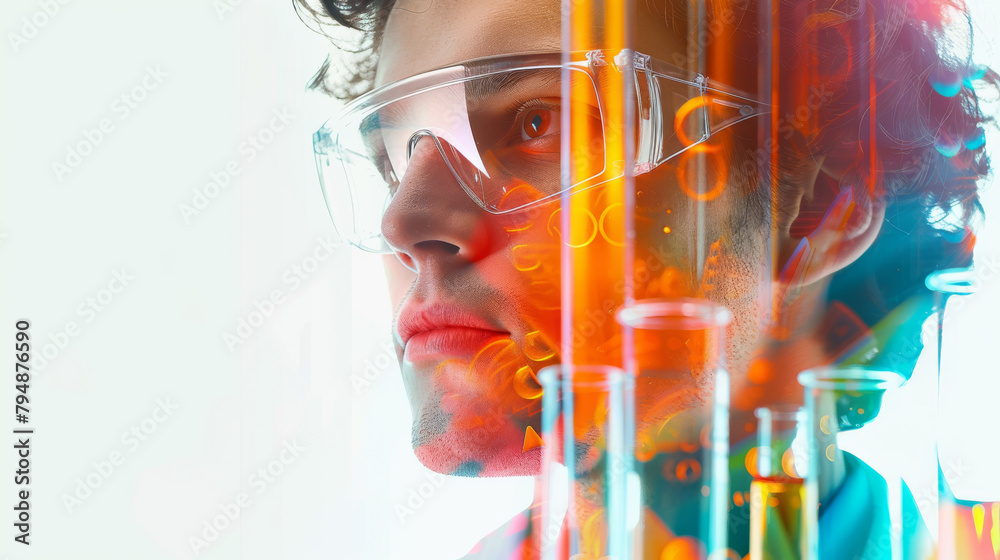 Portrait of a man scientist with copy space, male chemist letting see ...