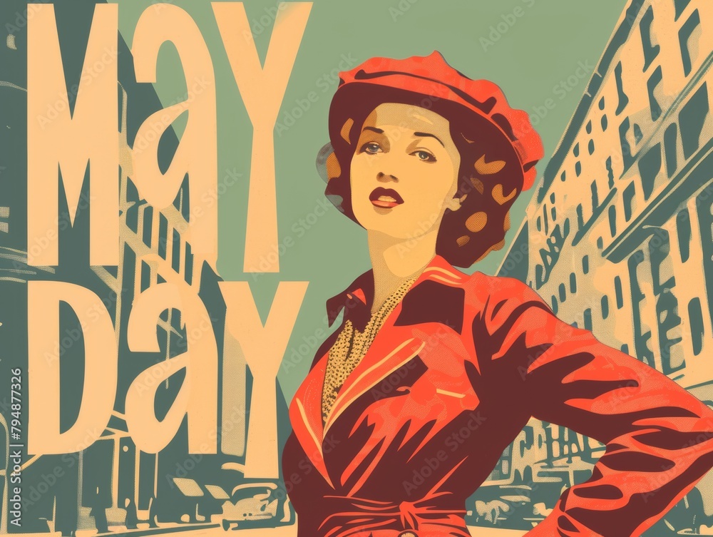 Vintage May Day Rally Poster ImageClassic Style and Iconic Design Stock ...