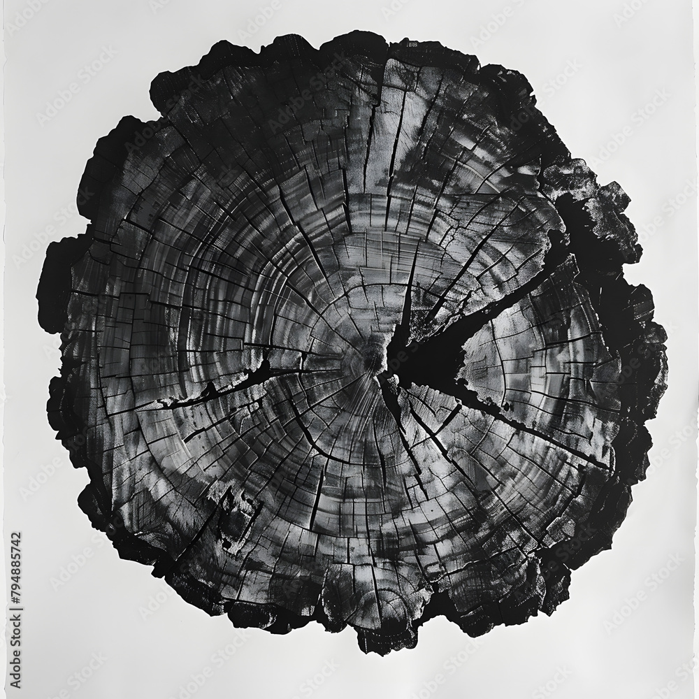 black and white tree stump cross section Stock Illustration | Adobe Stock