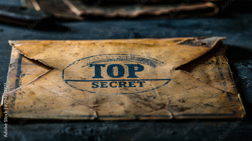grunge old case file folder with title "TOP SECRET", unclassified ...