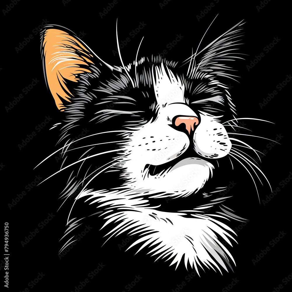 Playful cat squinting one eye and winking on a black background Stock ...