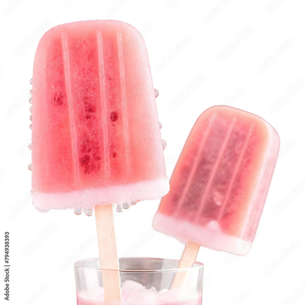 Frose pops pink rose wine ice pops condensation droplets isolated on ...