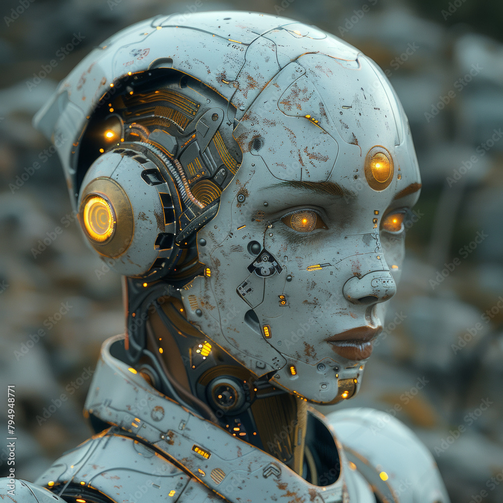 Sentient Android Portrait: Describe a lifelike android with emotions ...