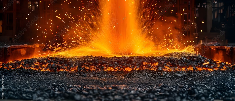 Molten metal sparks erupt in fiery display inside nickel smelting ...