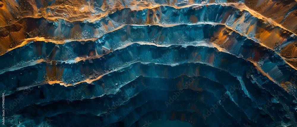 Aerial Perspective of Open-pit Mine with Terraces and Mining Roads ...