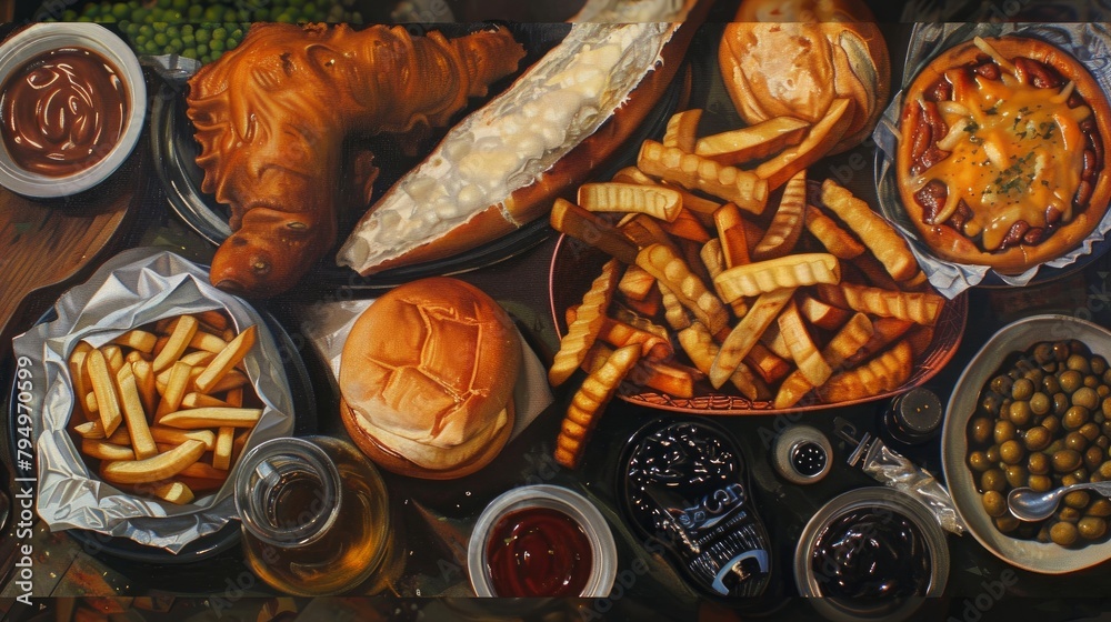 Chip Shop Food, deep fried food, battered food, fish and chips, black ...