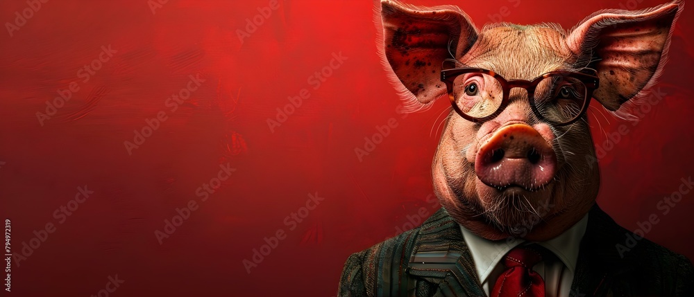 A cartoon satire of a greedy wealthy corporation manager portrayed as a ...