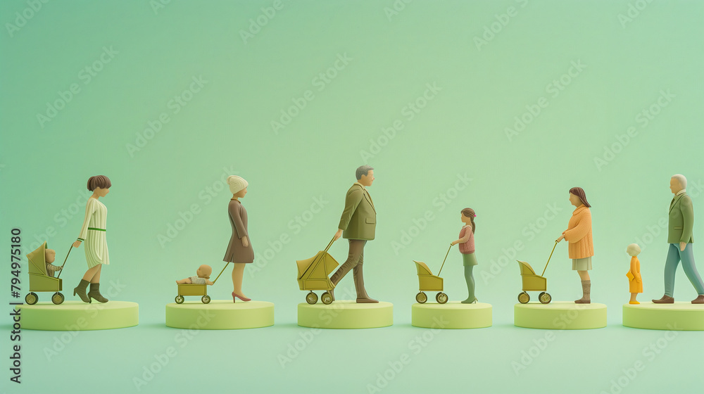 Life Stages Concept with Miniature Figures on Spiral Diagram Stock ...