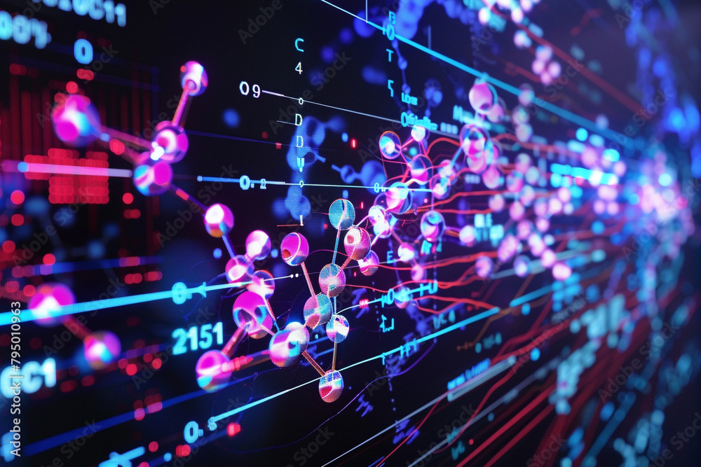 detailed visualization of drug-receptor interaction model on a screen ...