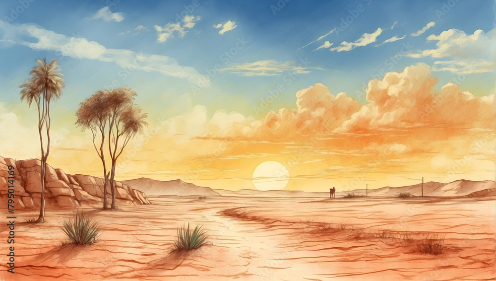 Watercolor hand drawing of a heatwave hazard: A stark reminder of the ...