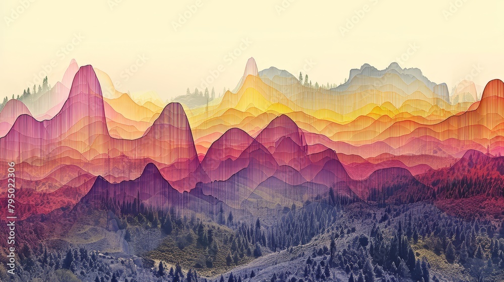 A landscape divided into statistical bell curves, where peaks and ...