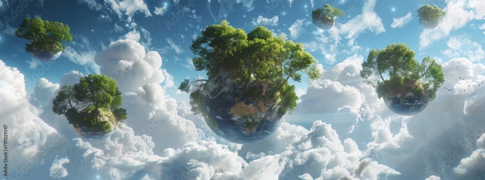 floating earth concept art, surreal world illustration, digital art of ...