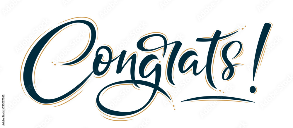 "Congrats!" bulk lettering greeting sign. Handwritten modern brush ...