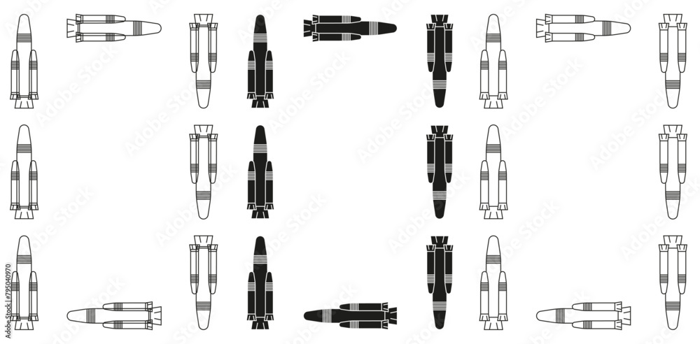 Hand Drawn Rocket Frame isolated on transparent background. Cosmic ...