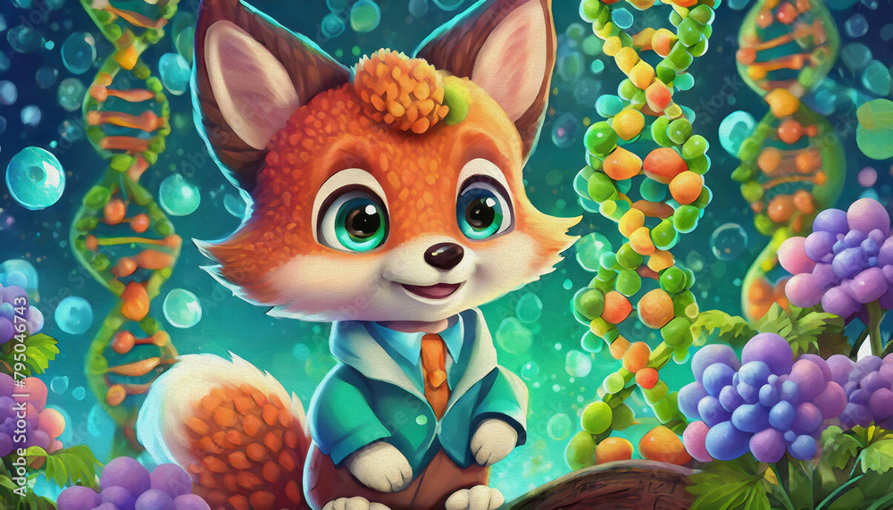 oil painting style CARTOON CHARACTER CUTE BABY red fox Molecular ...