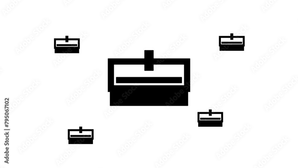 Zoom in and out animation the cnc machine symbol. Large black symbol in ...