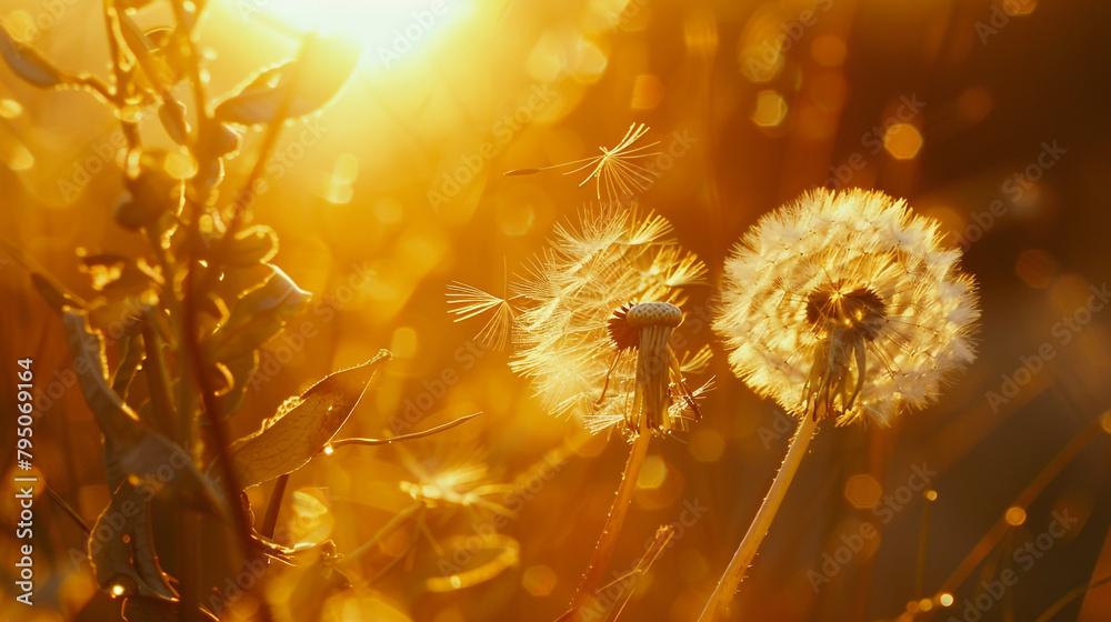Bask in the warmth of a golden sunset casting its glow upon a delicate ...
