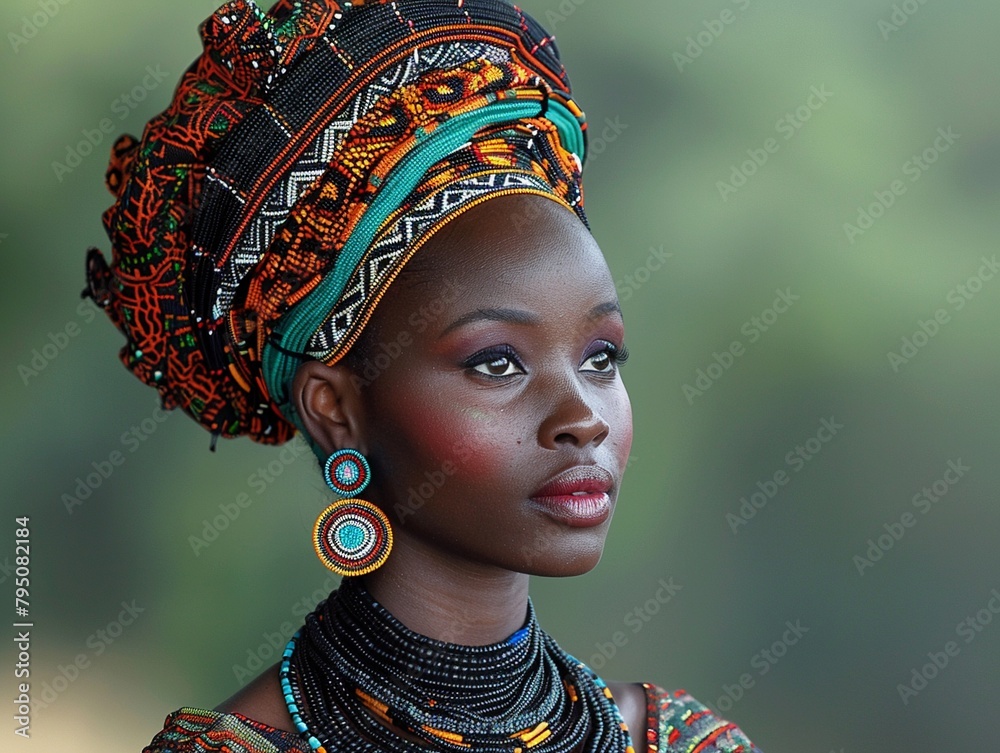 South Africa lady, elegance in traditional Zulu attire Stock Photo ...