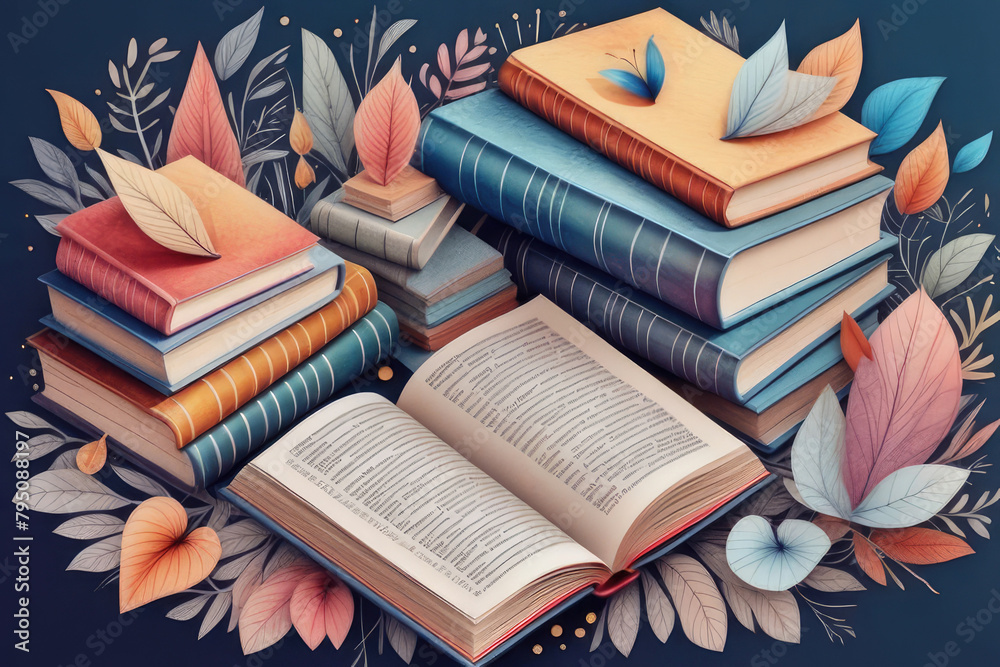 Open book Invitation background for readers. Stock Illustration | Adobe ...