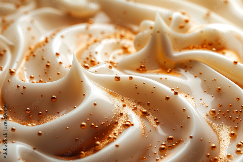 Sweet milky coffee cream swirl background with golden glitter Stock ...