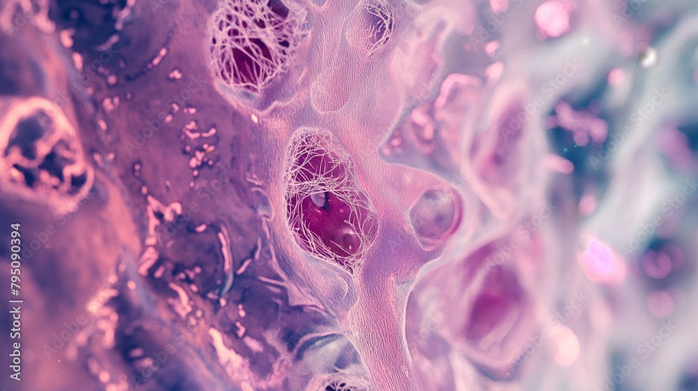 inflamed human lymph node under a microscope, inflamed tonsils, lymph ...