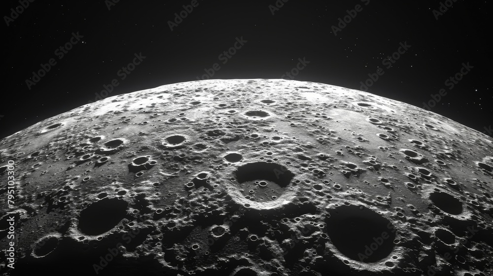Moon: A 3D model of the moon's surface, highlighting its cratered and ...