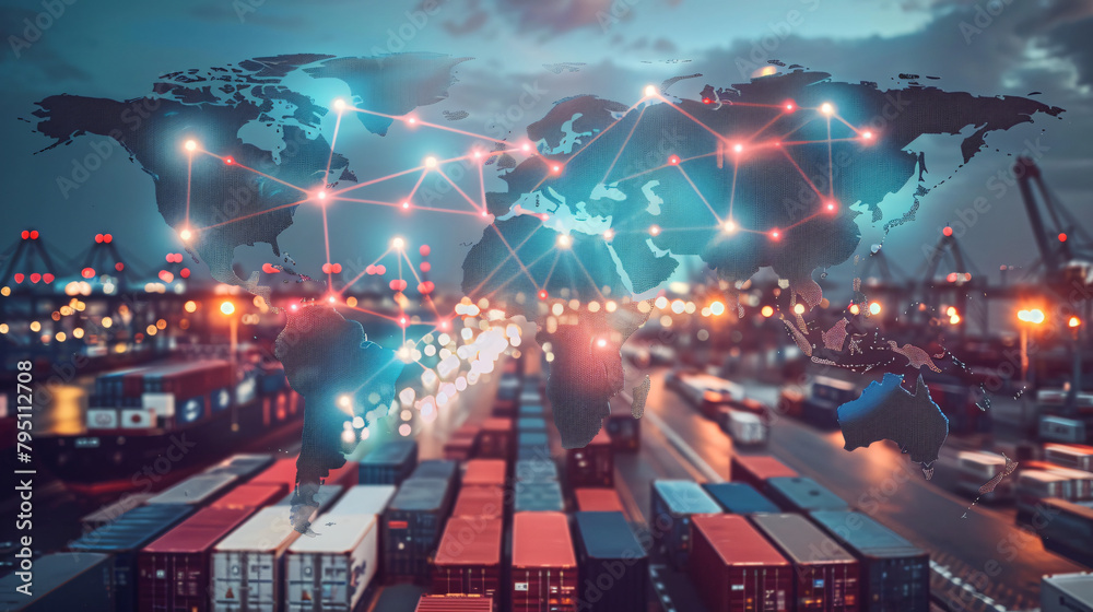 Smart technology logistics concept world map of Global Stock Photo ...