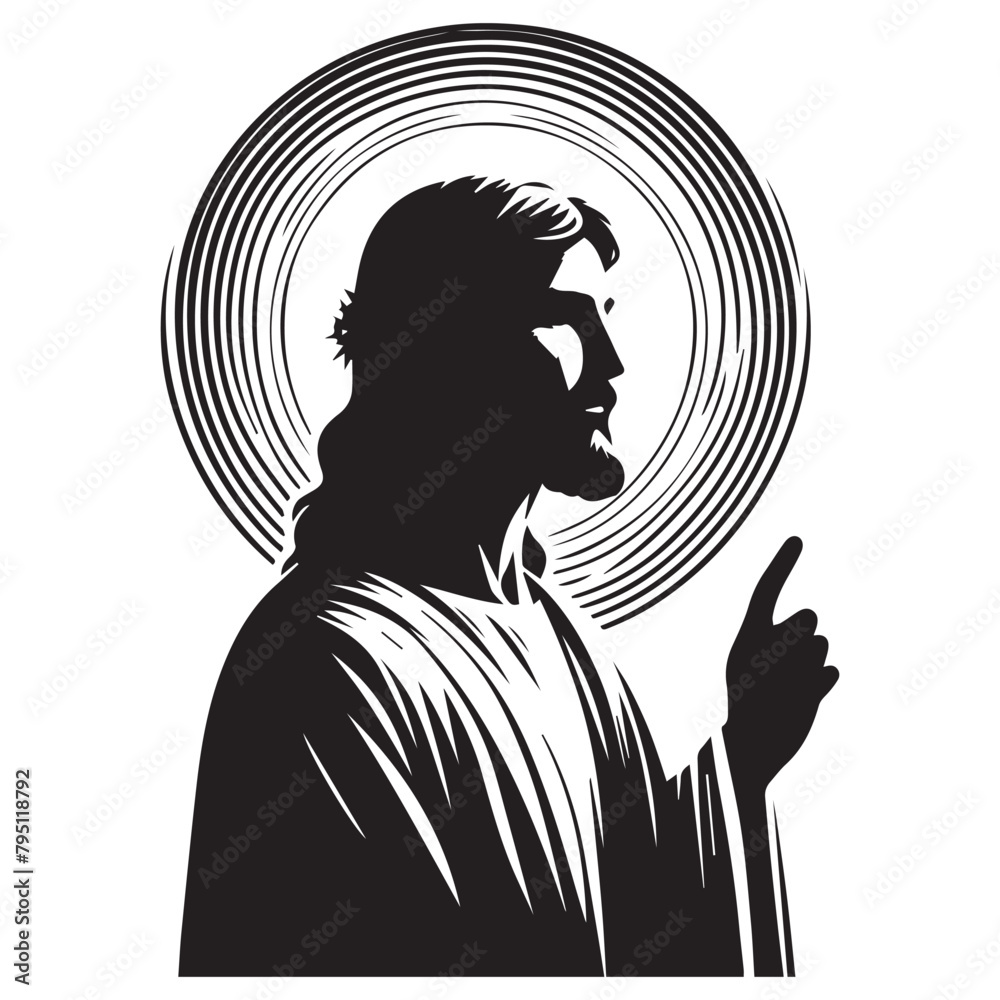 Jesus Christ Vector illustration. Black silhouette svg of Jesus, laser ...