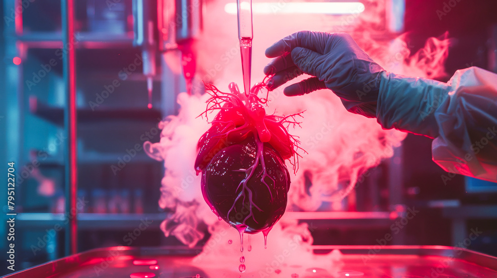 Exploring Heart Tissue Engineering. Researcher Examining Lab-grown ...