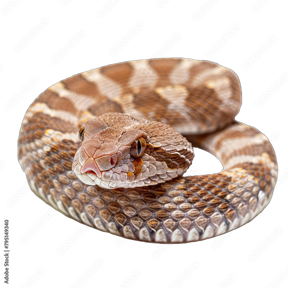 Western Diamondback rattlesnake coiled isolated on Transparent ...