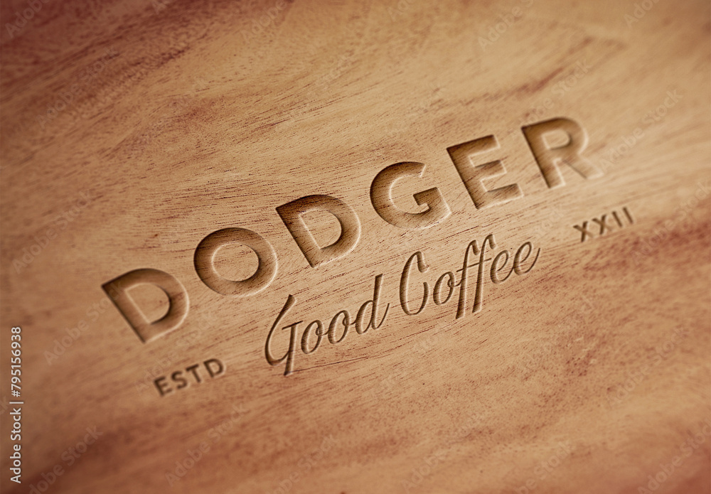 Wood Pressed Debossed Embossed Logo Mockup Template Texture Paper ...