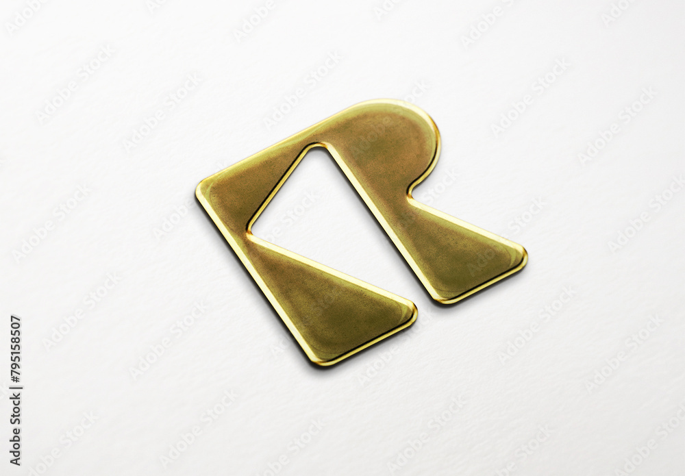 3D Gold Metal Logo Mockup Template Texture Paper Branding Brand ...