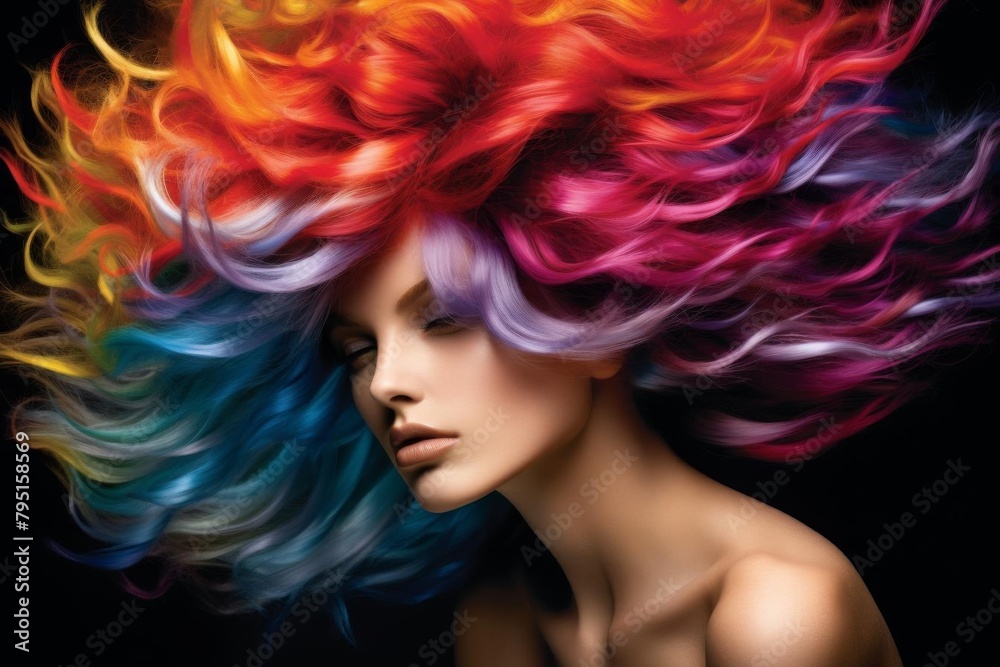 Eyecatching magazine cover with a hair model whose hair bursts with ...