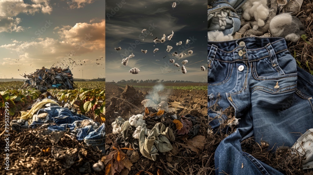 visualization of the life cycle of biodegradable denim from creation to ...