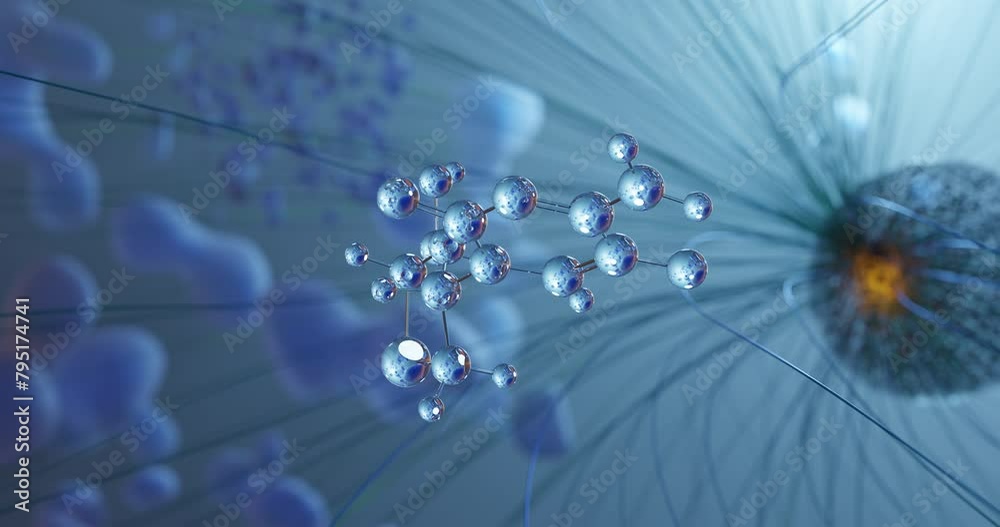 Emtricitabine rotating molecular 3d structure ball-and-stick model ...