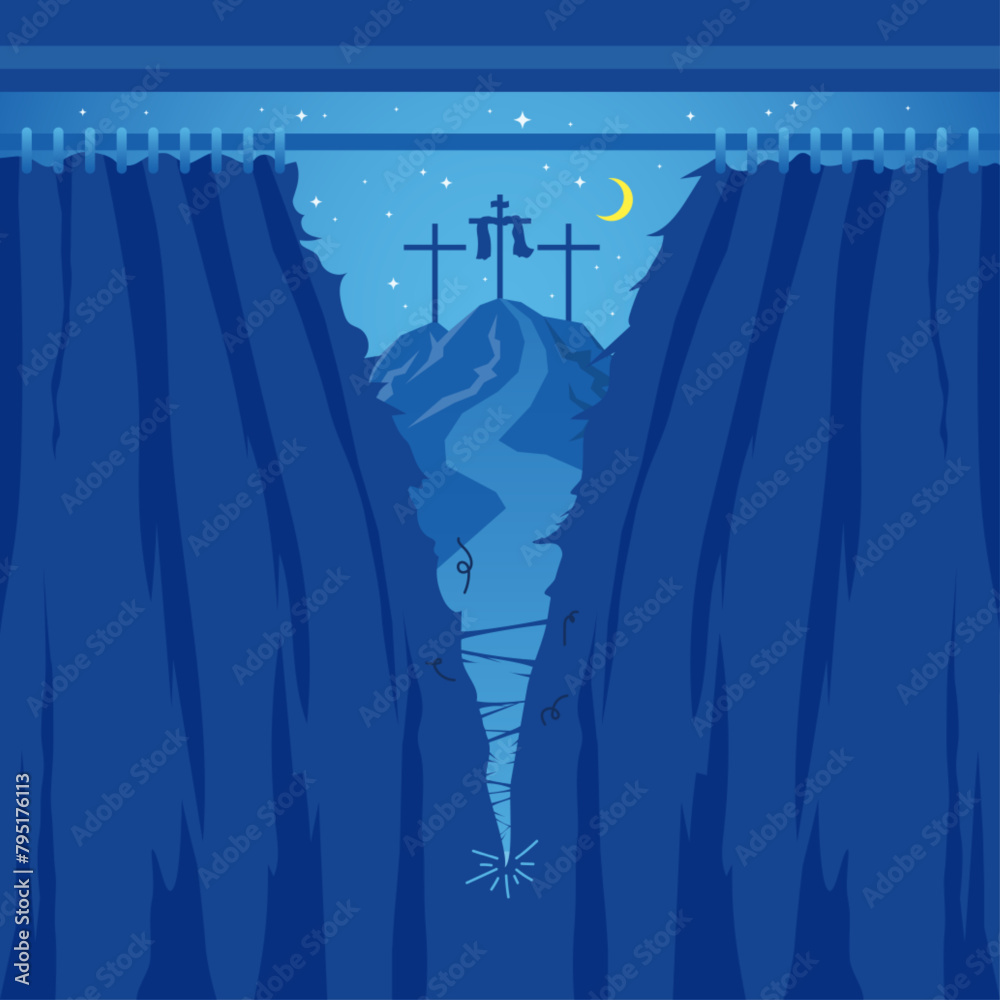 God tear the temple veil in half. Vector illustration Stock Vector ...