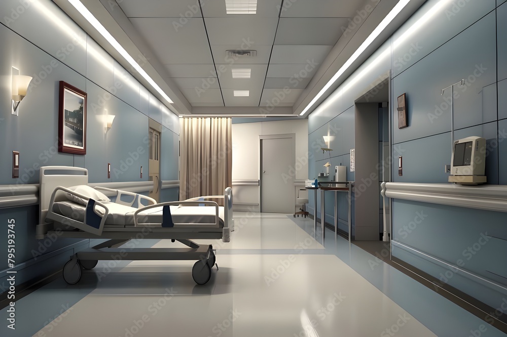 Interior of advanced clinics reanimation room designed for urgent ...